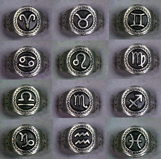 Zodiac rings All Signs Astrology Sign Jewelry Sizes 7 to 14 Your Choice ...